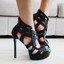 Women Platform Sandals Back Zip Up High Heels Open Toe Pumps Patchwork ...