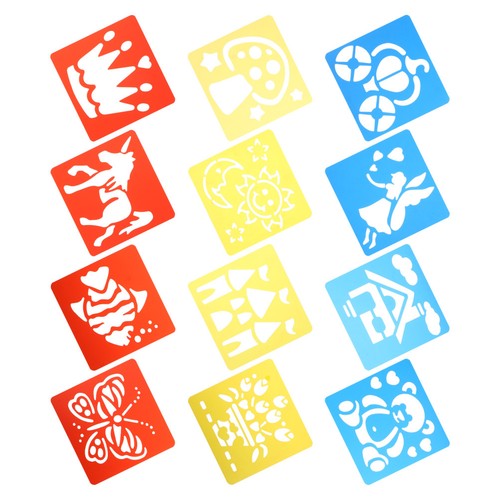 12pcs Kids Drawing Stencils - Plastic Animal Templates Butterfly Fish ...