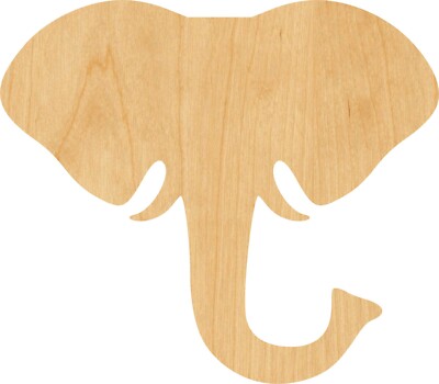 Elephant Head Laser Cut Out Wood Shape Craft Supply - Woodcraft Cutout ...