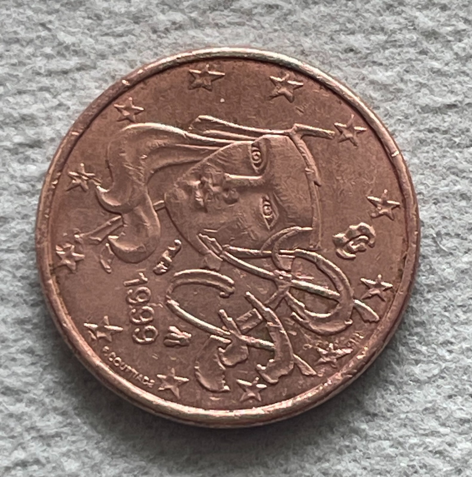 Rare 1 Euro Cent France Coin, 1999 | eBay