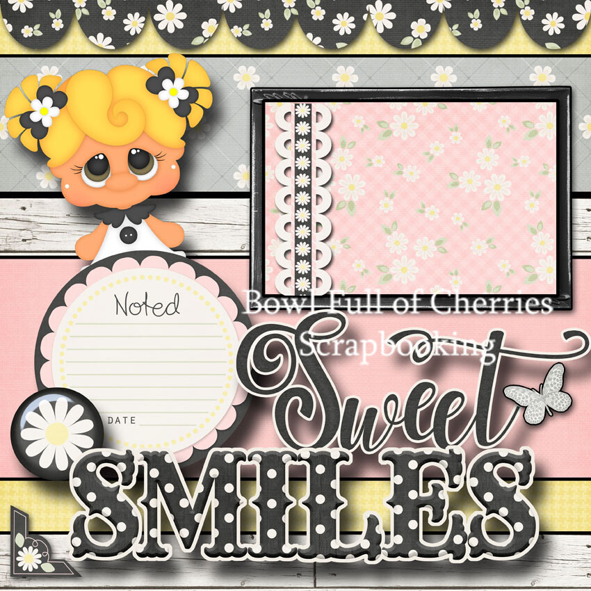SWEET SMILES ~ girl 2 pre-made scrapbook pages paper printed layout ...