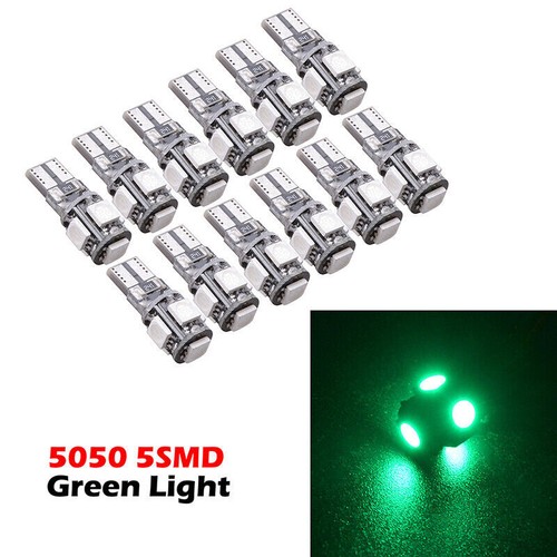 12x Car T10 Green LED 5050 5smd Wedge Light Bulb W5W 194 168 2825 158 ...