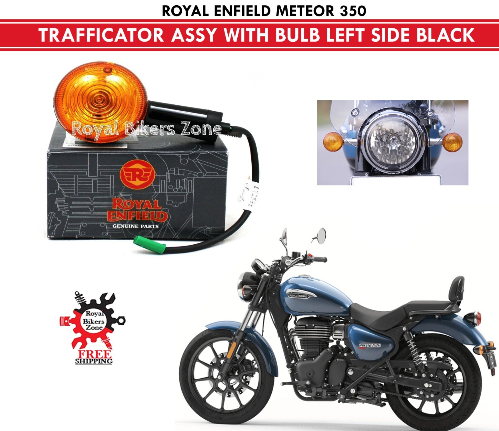 Royal Enfield "Meteor 350" "Trafficator Assy." With Bulb LH, Black | eBay