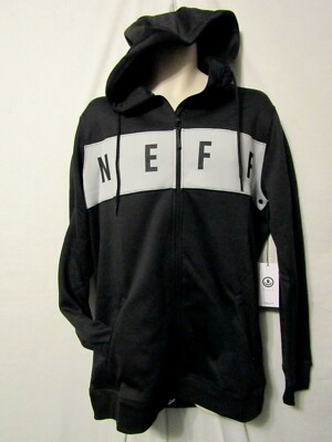 mens neff poly hoodie jacket M nwt $99.99 full zip black | eBay