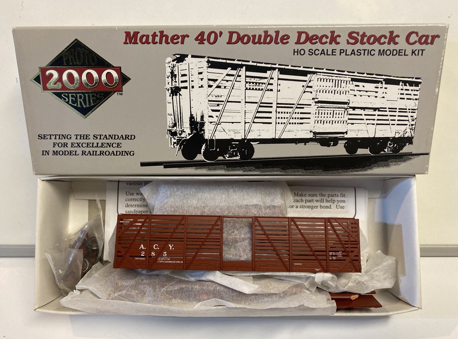 Proto 2000 HO Scale ACY Mather 40' Double Deck Stock Car Kit #285 | eBay