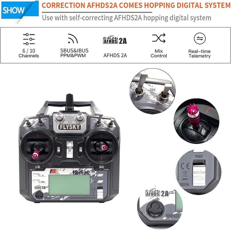FLYSKY Fs-I6X 10CH 2.4Ghz RC Transmitter Controller with Ia6B Receiver ...