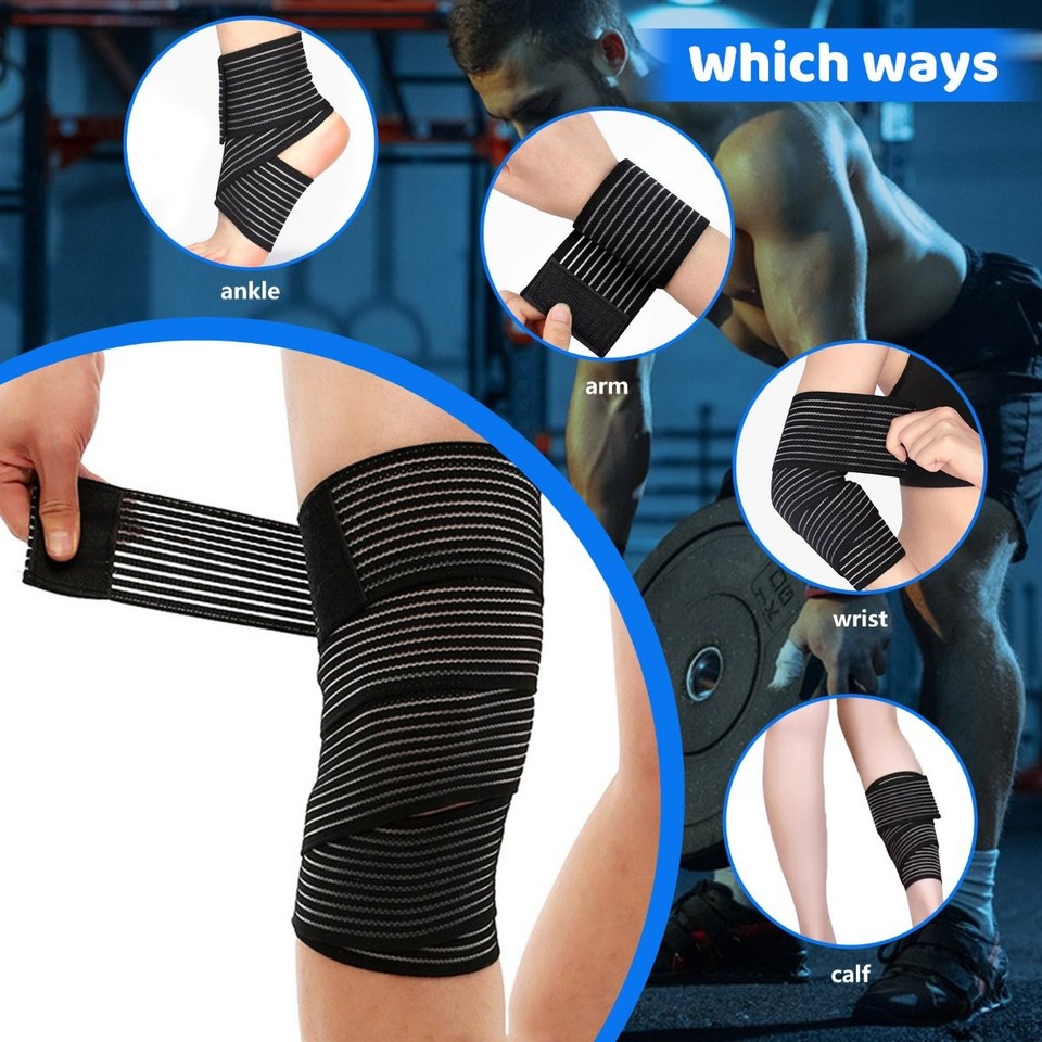 Extra Long Elastic Knee Wrap Compression Bandage Brace Support Elastic ...