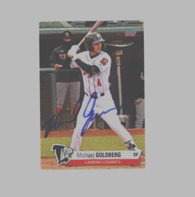 Michael Guldberg signed autograph 2021 Lansing Lugnuts baseball card Ga ...