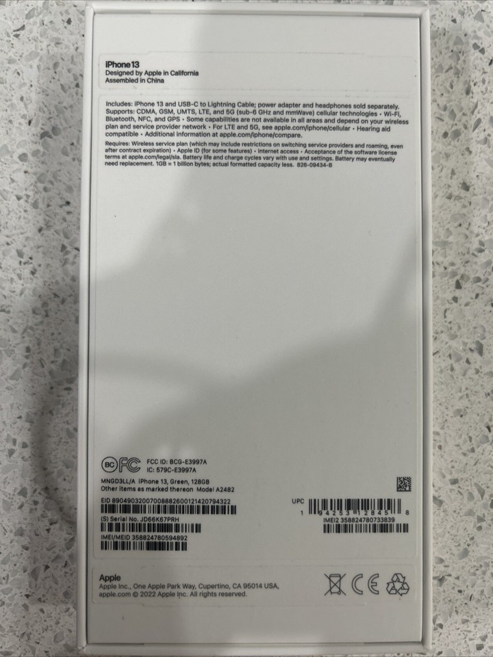 New Apple iPhone 13 A2482 128GB Factory Unlocked All Mobile Carriers ...