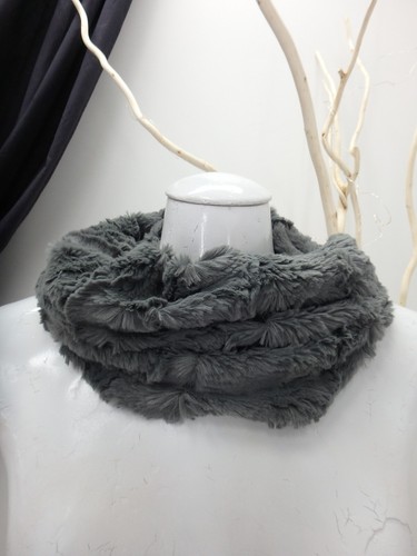 NEW Sheared Beaver Faux Fur collar / scarf Gray for Winter Coat Jacket ...