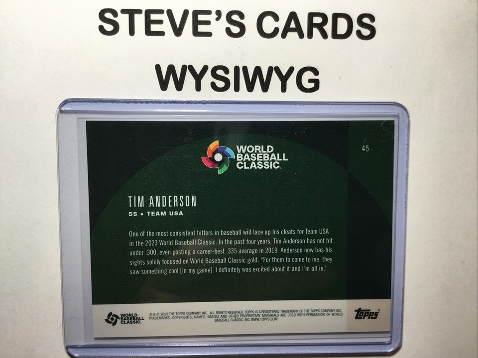2023 Topps WBC World Baseball Global Stars Tim Anderson WBC 45 | eBay