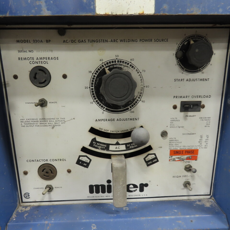 Miller 330A/BP 30/40V Output AC/DC Tungsten Arec Welder Power Source ...