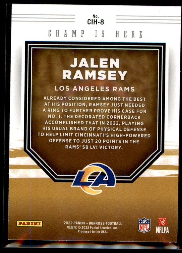 2022 Donruss Champ is Here Jalen Ramsey Los Angeles Rams #CIH-8 | eBay