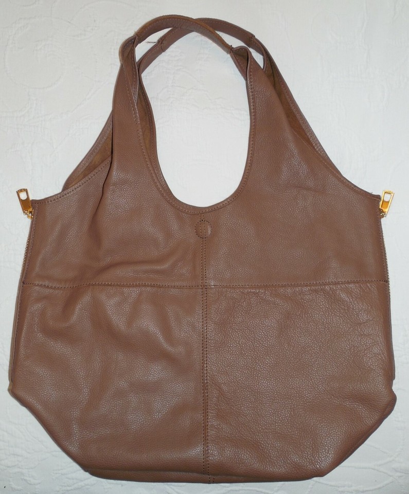 STEVEN by STEVE MADDEN Brown Leather Expandable Large Shoulder Bag ...