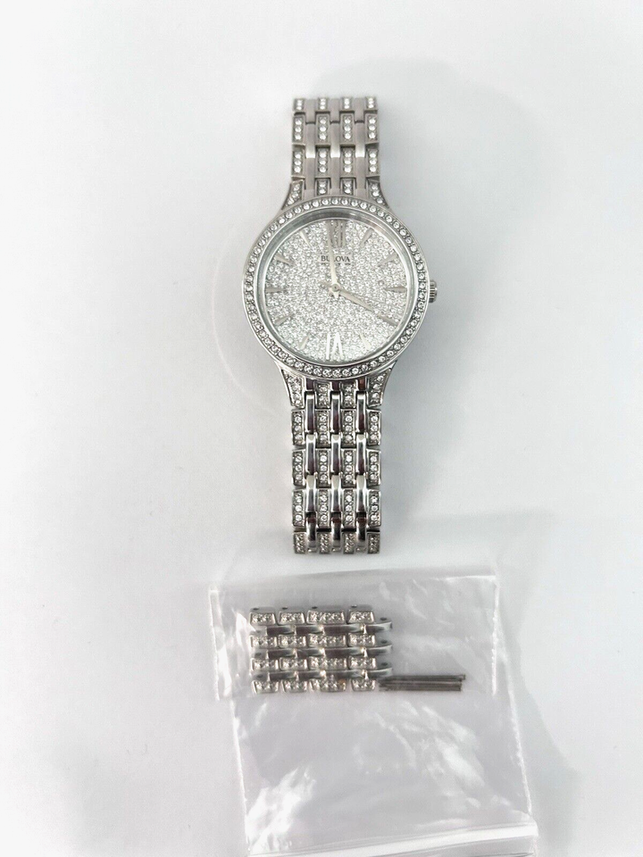 Bulova Phantom Women Watch Stainless Steel Pave Swarovski Crystal Model ...