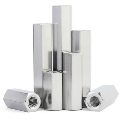 THREADED SLEEVE HEX ROD BAR STUD HEXAGON CONNECTOR NUT LONG NUTS M3 TO ...