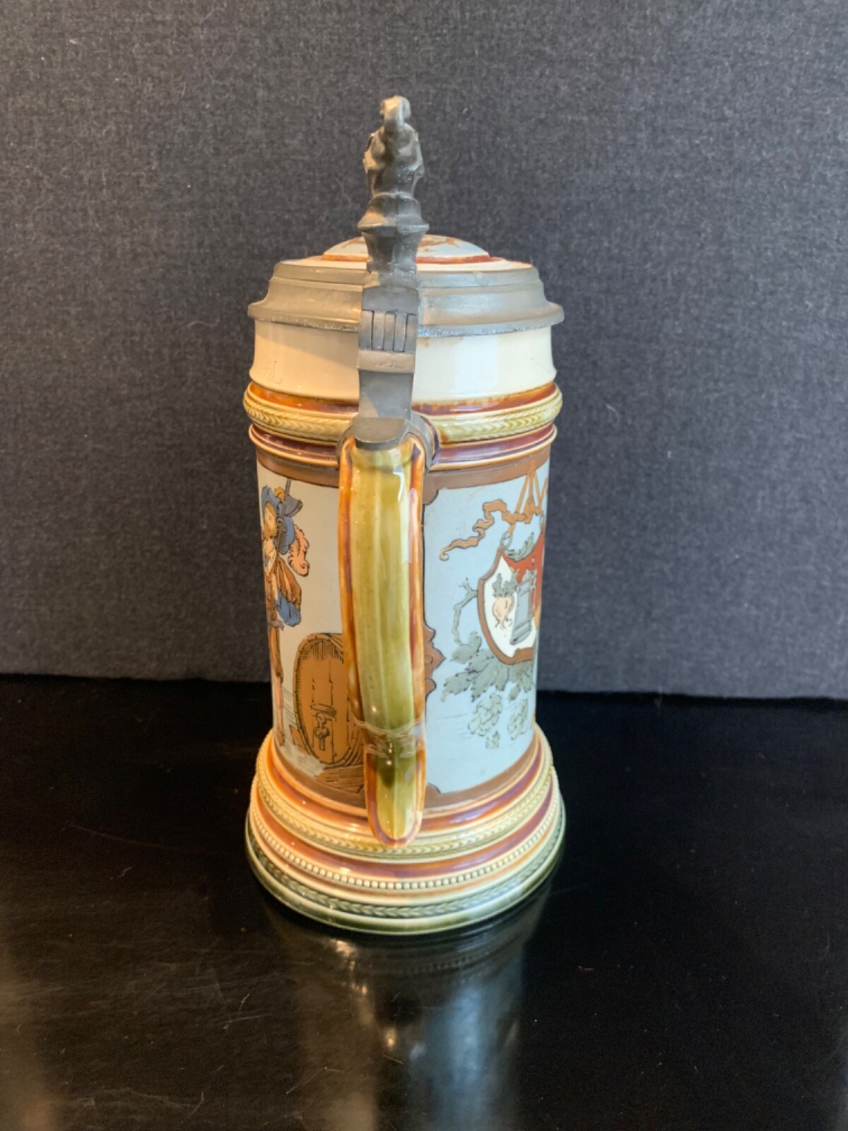 METTLACH 1/2 L HISTORISM CHROMOLITE STONEWARE STEIN CIRCA 1900 PATRONS ...