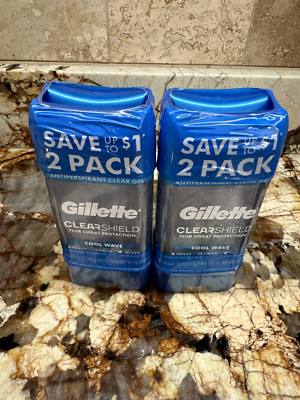 LOT (4) GILLETTE CLEAR SHIELD DEODRANT- COOL WAVE SCENT- 72 HOUR EXP 5/ ...