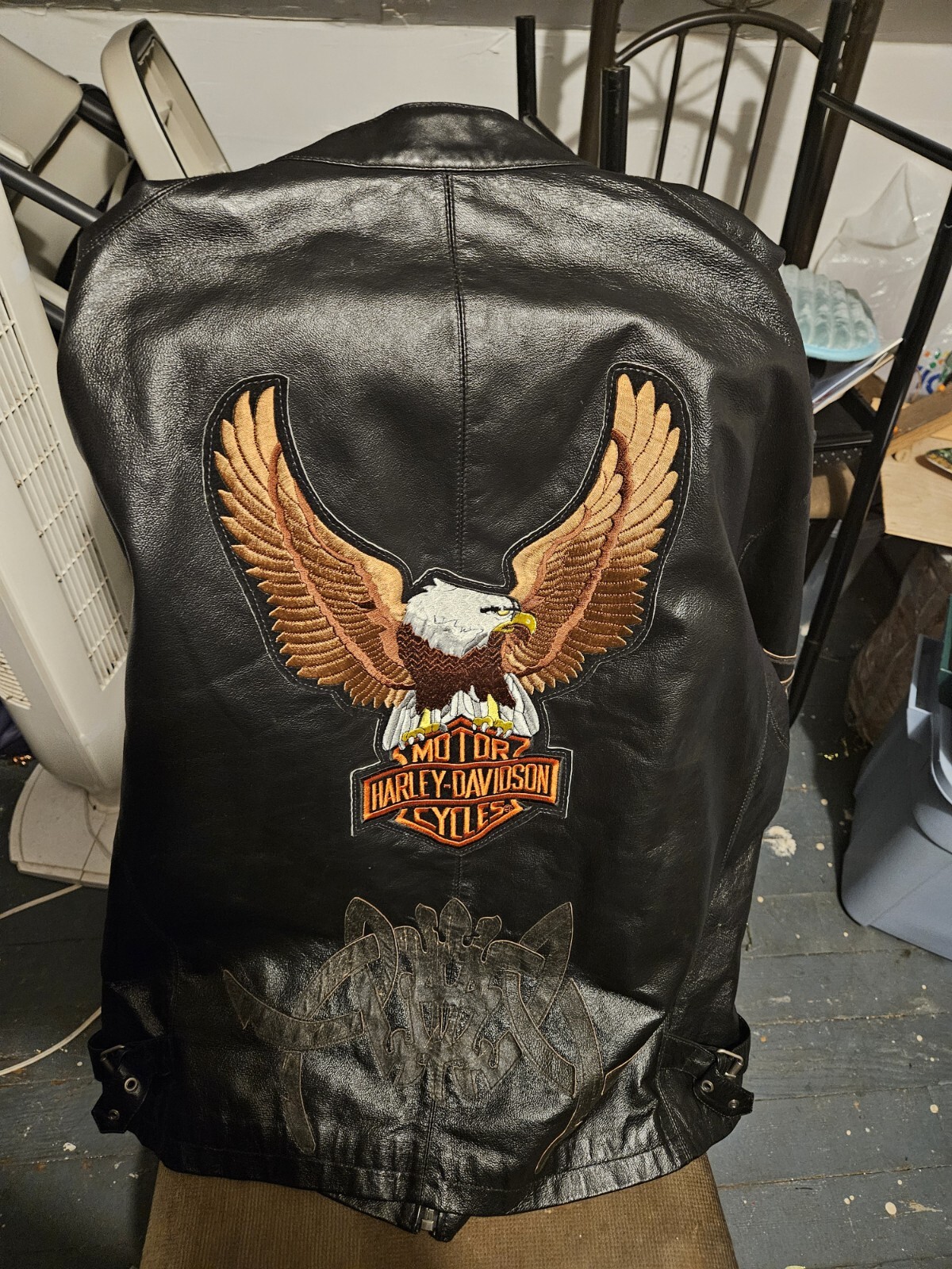 Rare VTG HARLEY DAVIDSON Motorcycles Eagle Patch Leat… - Gem