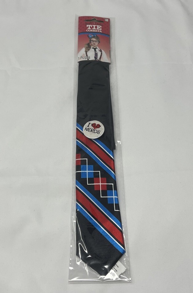 Chic Geek Neck Tie School Nerd Class Fancy Dress Up Halloween Costume ...