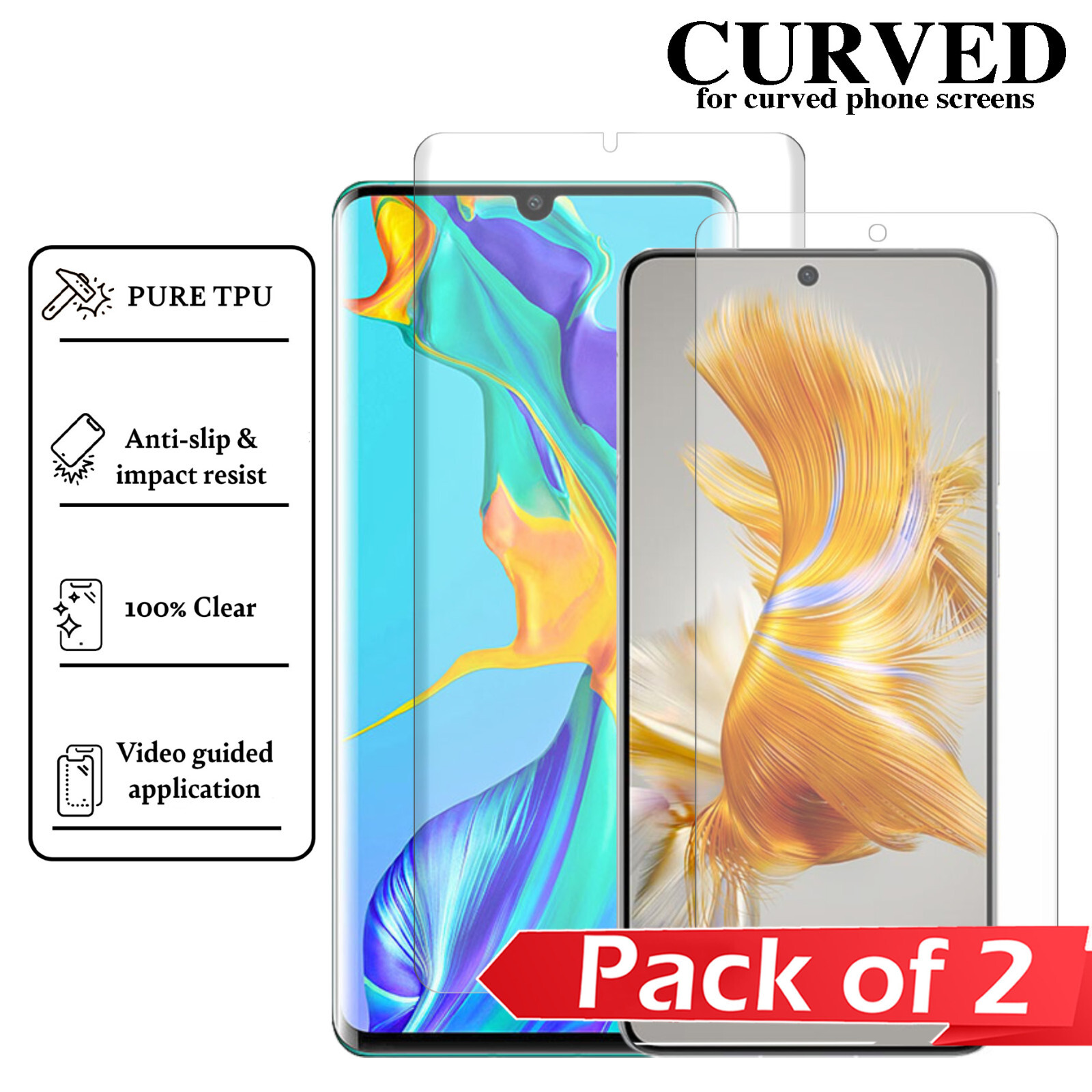 Screen Protector For Huawei P10 P20 P30 P40 P50 Pro Plus Lite E TPU ...