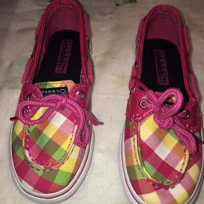sperry top sider girls size 11 pink/plaid | eBay