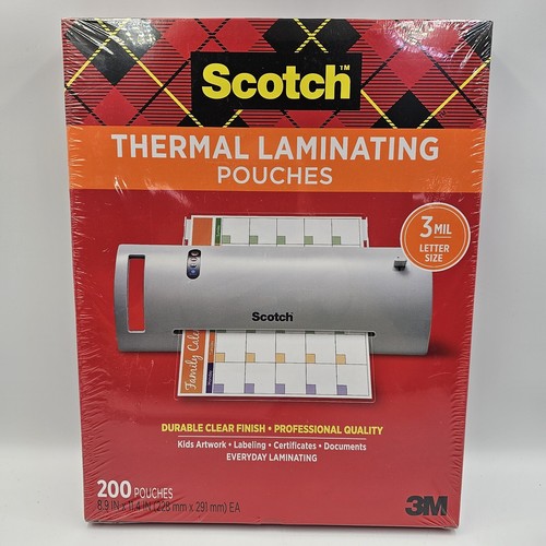 Scotch 3 MIL Letter Size Thermal Laminating Pouches - 200 Count, 8.9 ...