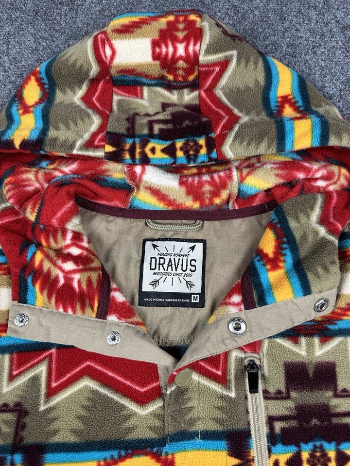 Dravus Hoodie Multi Colored Aztec Geo Southwestern Fleece Jacket Men's ...