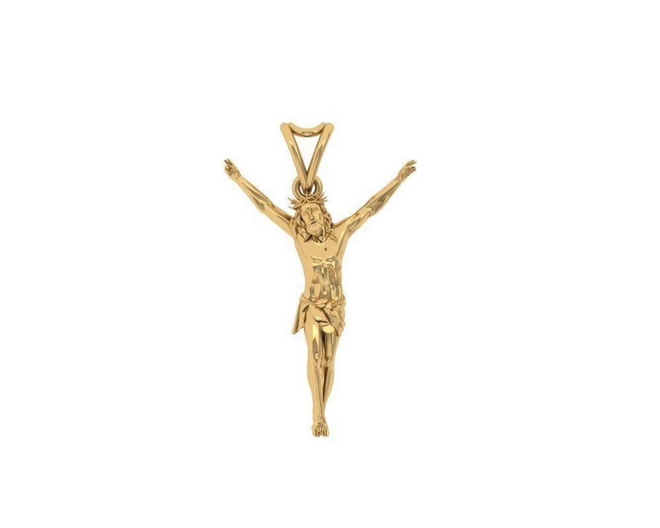 14K Solid Yellow Gold Jesus Pendant / Jesus 3D Pendant / Jesus Pendant ...