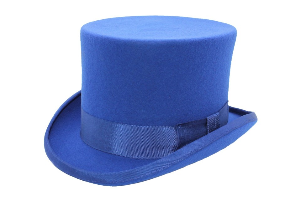 Gents Wedding Derby Event 100% Wool Hand Made Satin Lined Blue Felt Top ...