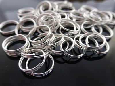 100 x 10mm Metal Split Key Rings Silver Keyrings Hoop Loop Chain ...