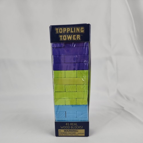 Toysmith Toppling Tower Wood Stacking Game compact - 45 Blocks - 6 ...