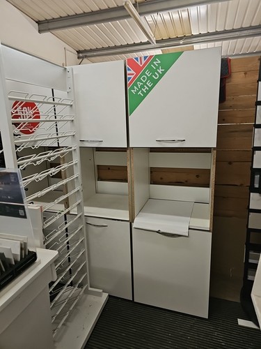 3x Lada Units with White Gloss Doors. Shelves Fitted. Never Been Used ...