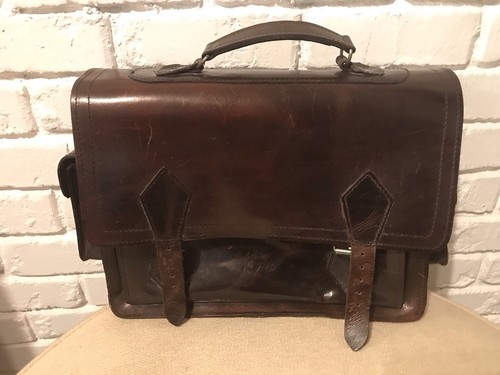 Vintage Leather Briefcase with Buckle Closure And Side Pockets | eBay