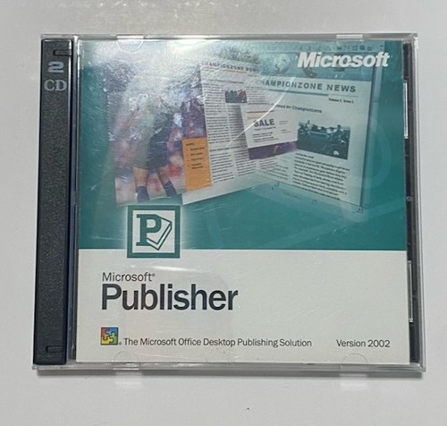 Microsoft Publisher with Product Key And Manual 2 CD Set Version 2002 ...