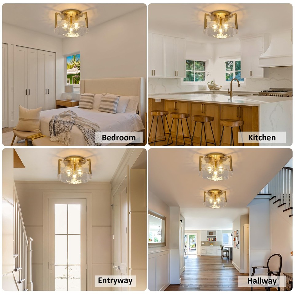 Modern Semi Flush Mount Ceiling Light Fixture, Gold Hallway Light ...