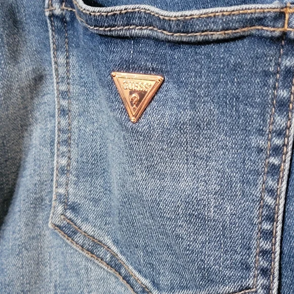 Guess Size 27 Juniors Denim Bibbed Cuffed Short Overalls Blue Jean ...