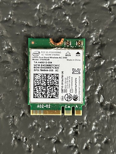Intel Dual Band Wireless-AC 3160 3160NGW Bluetooth WLAN WiFi Card | eBay
