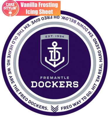 FREMANTLE DOCKERS LOGO Edible ICING CAKE TOPPER Large Round Vanilla ...