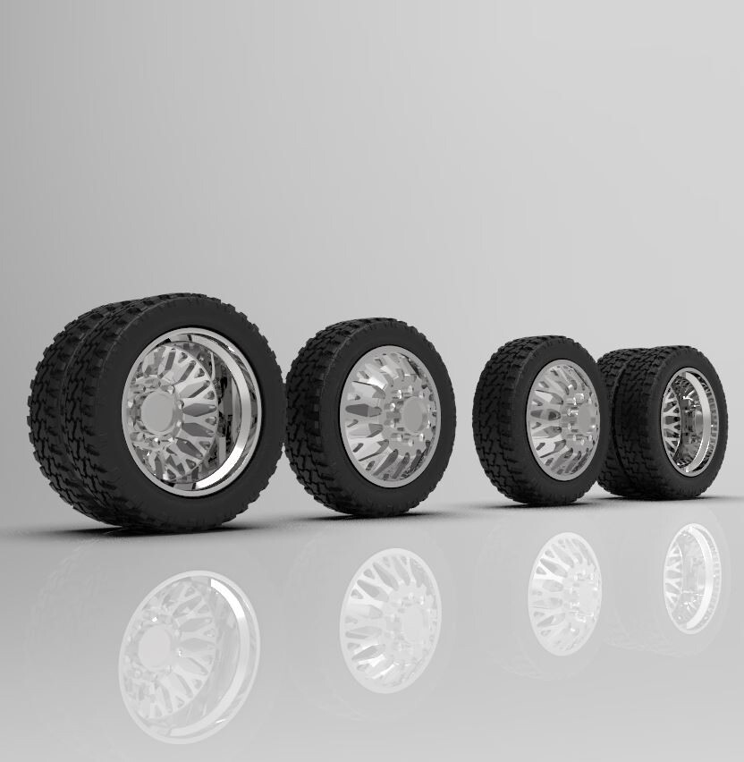 1:24 “Evo” 26 Inch Dually Truck Wheels With Standard Tires Setup. 3D ...