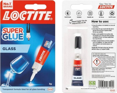 LOCTITE Glass Bond Adhesive Glue Super Clear Water Resistant 3g Crystal ...