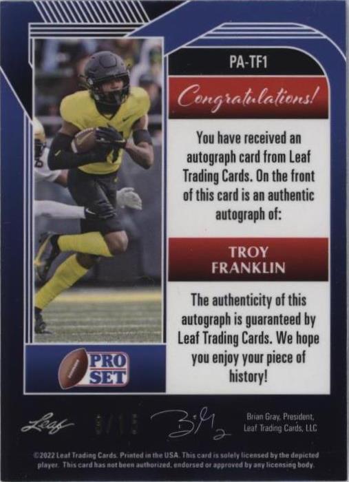 Las mejores ofertas en 2022 Leaf Pro Set Metal Troy Franklin #PA-TF1 | eBay