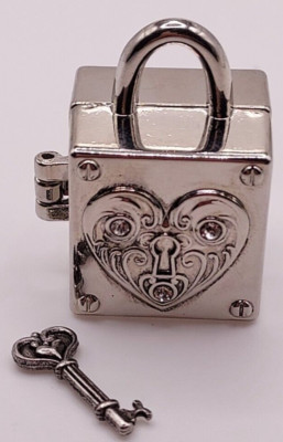 SilverTone Mini Metal Lock Box Trinket Box magnetic closure & decor key ...