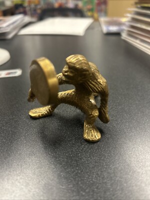 Antique Vtg BRASS MONKEY HOLDING MIRROR FIGURINE • Year of the Monkey ...
