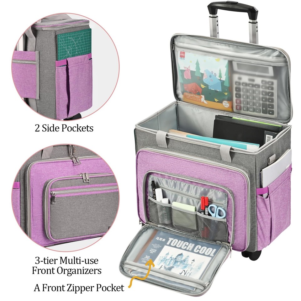 Sewing Machine Case with Wheels, Foldable Deluxe Rolling Sewing Machine ...