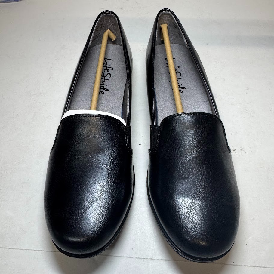 Life Stride Womens 9 M Black Faux Leather Isabelle Slip On Flat Loafers ...