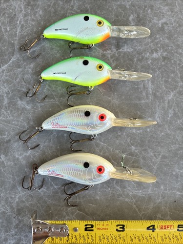 Lot Of 4 Vintage Bomber BILL DANCE FAT FREE SHAD CRANKBAIT LURES used ...