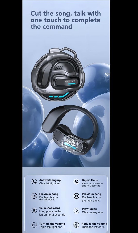 ERAZER X8 Open Ear Translation Headphones Wireless Bluetooth 5.4 ...