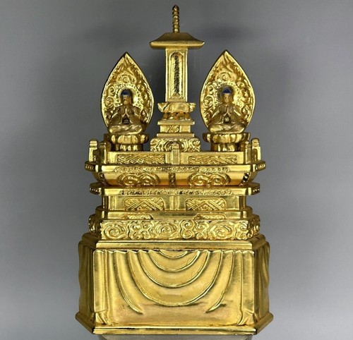 Buddhist #705 Japanese Wooden Gold Sanpozon Sambo Nichiren Triad 3 ...