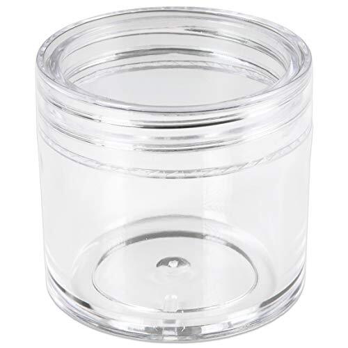 12 Pieces 1 oz. USA Acrylic Round Clear Jars with Flat Top Lids for ...